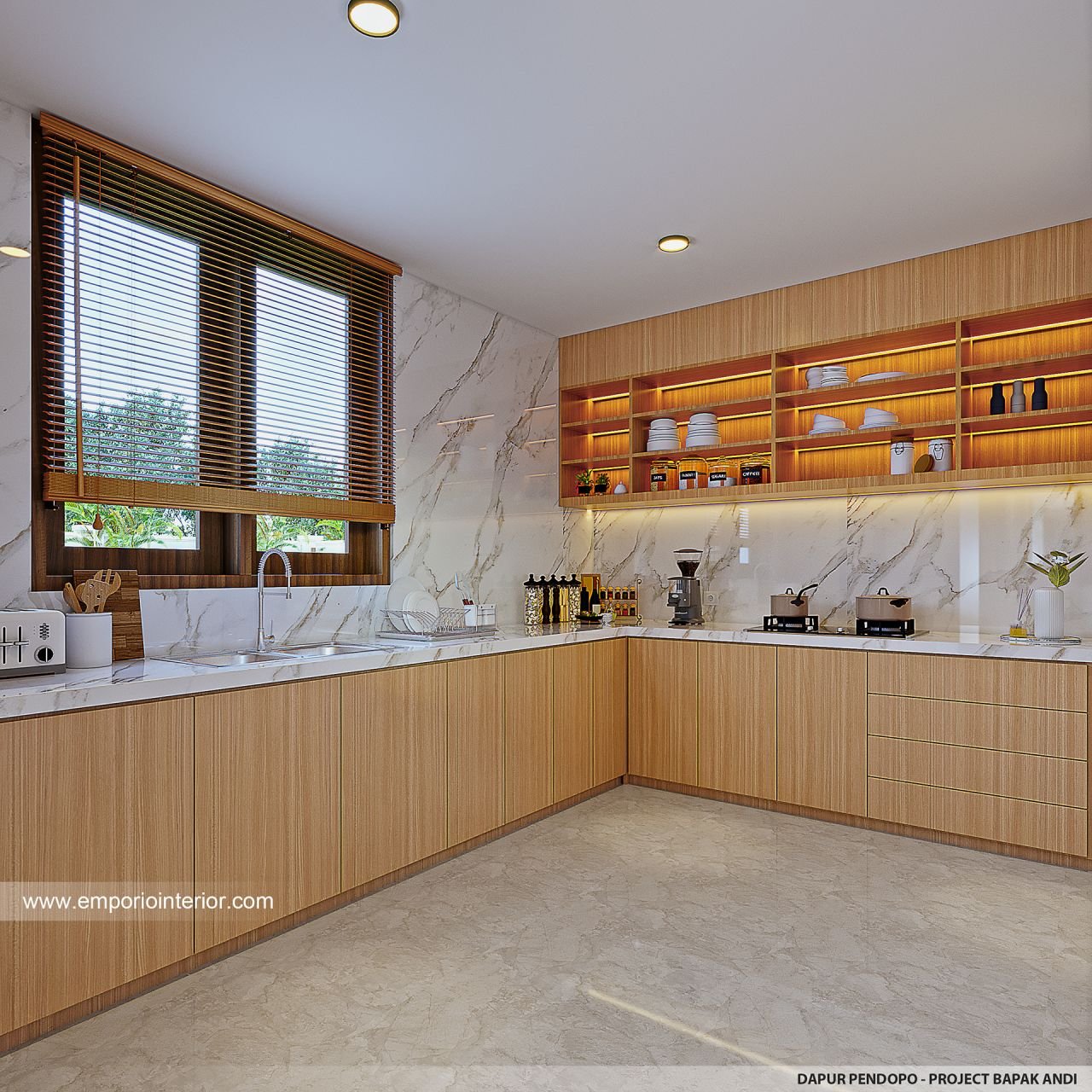 Model Interior Rumah Mewah Bapak AD di Pontianak: Desain Interior Dapur ...
