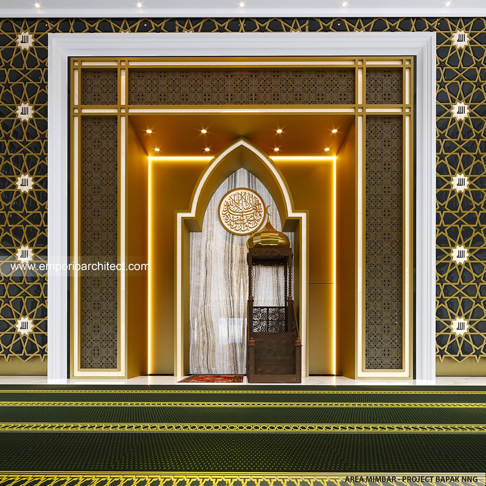 Desain Ruang Ibadah Interior Masjid Al Ashari Style Modern 2 Lantai di ...
