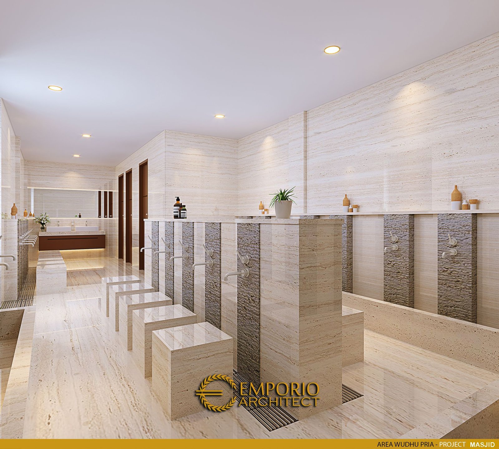 Desain Ruang Ibadah Interior Masjid Al Jihad Style Modern 3 Lantai di ...