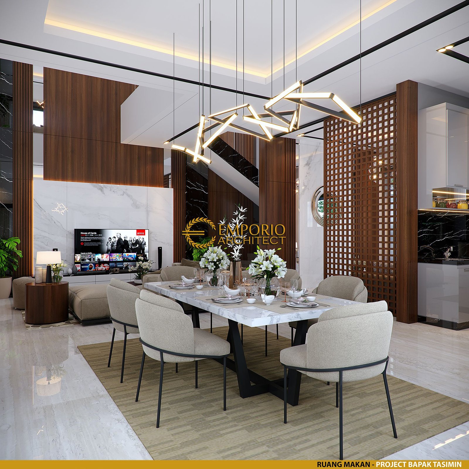 Desain Ruang Makan Interior Rumah Modern 2 Lantai Bapak Tasimin di ...
