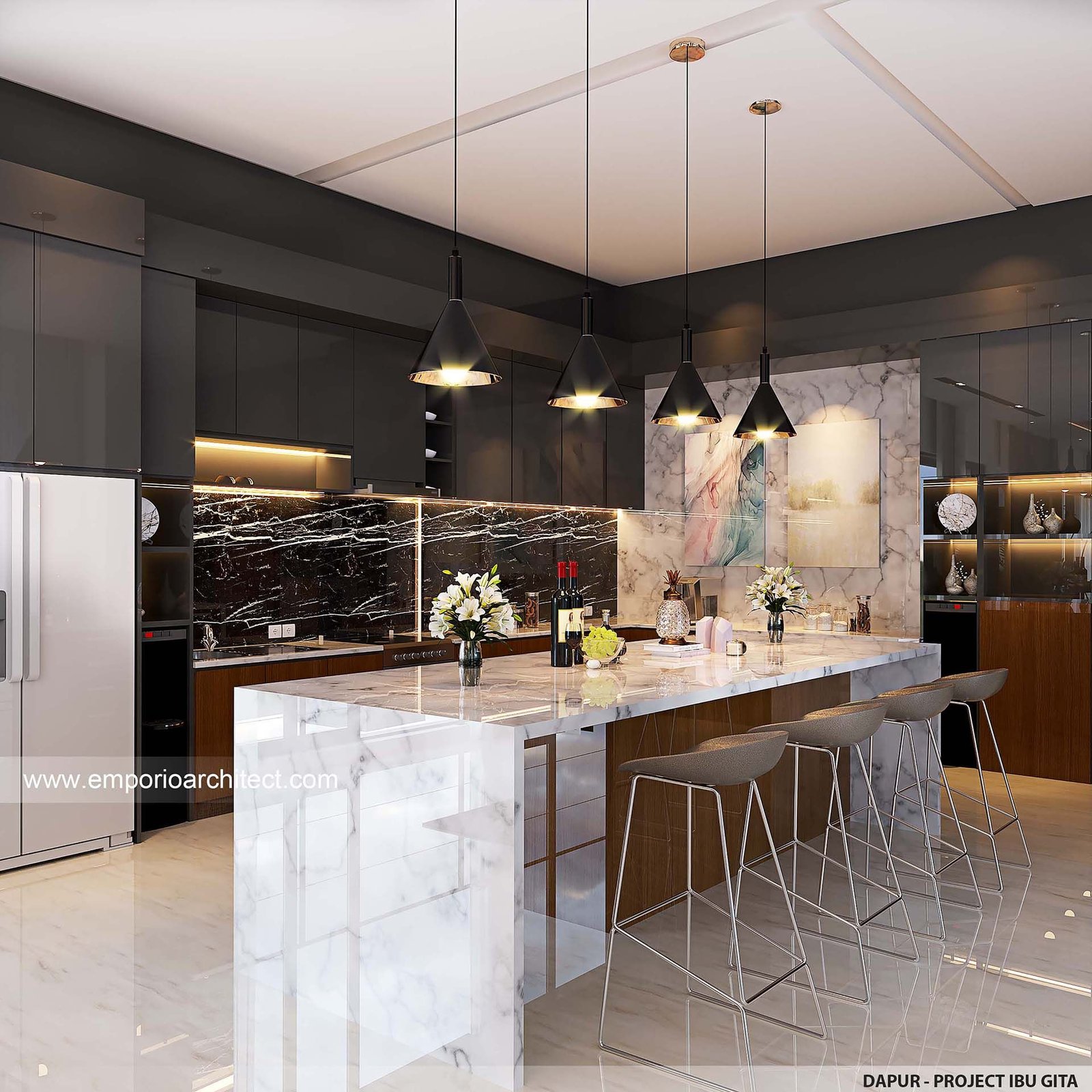 Desain Dapur Interior Villa Modern 3 Lantai Ibu GTA di Toraja, Sulawesi Selatan #14508