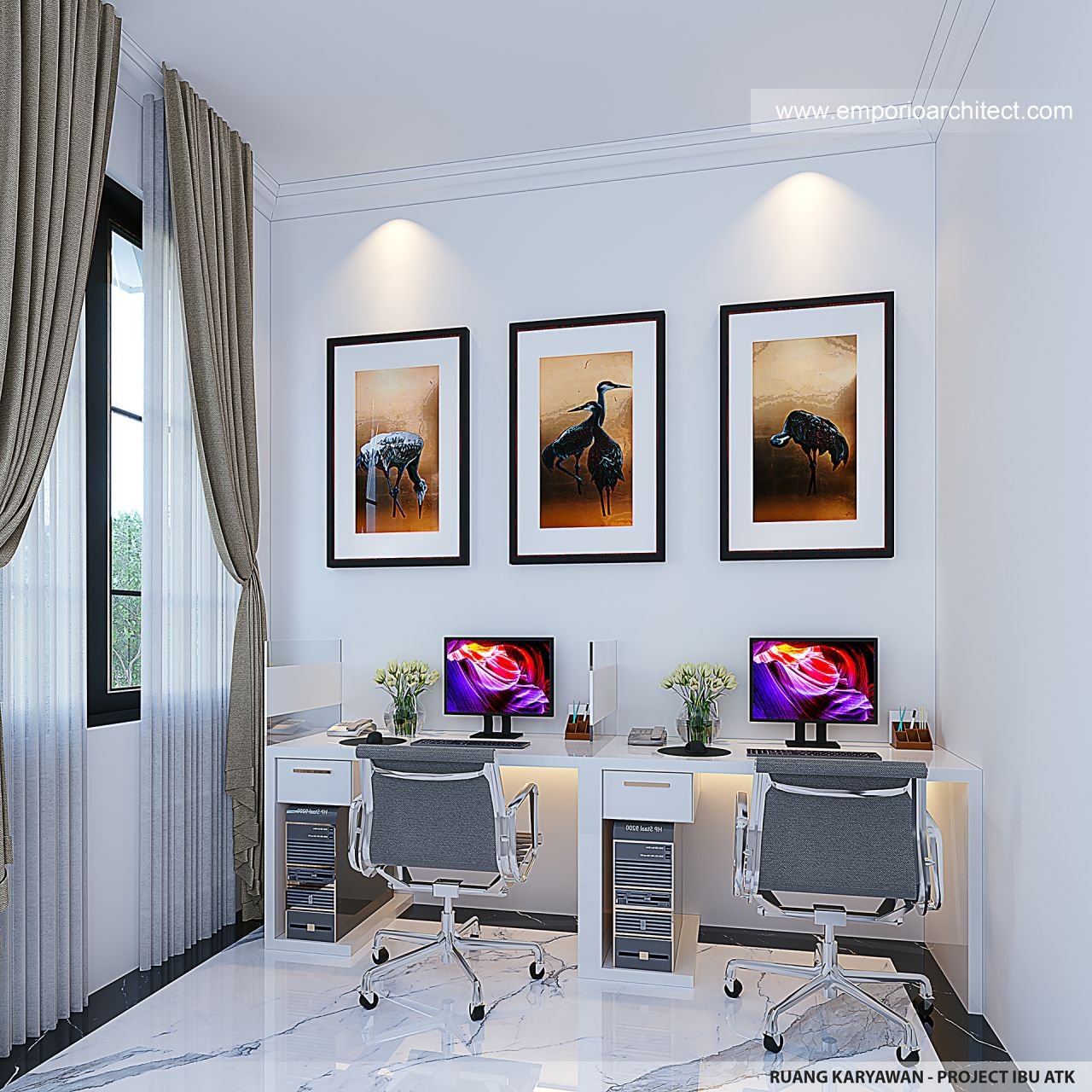 Desain Ruang Kerja Interior Butik Klasik Modern 3 Lantai Ibu ATK di ...