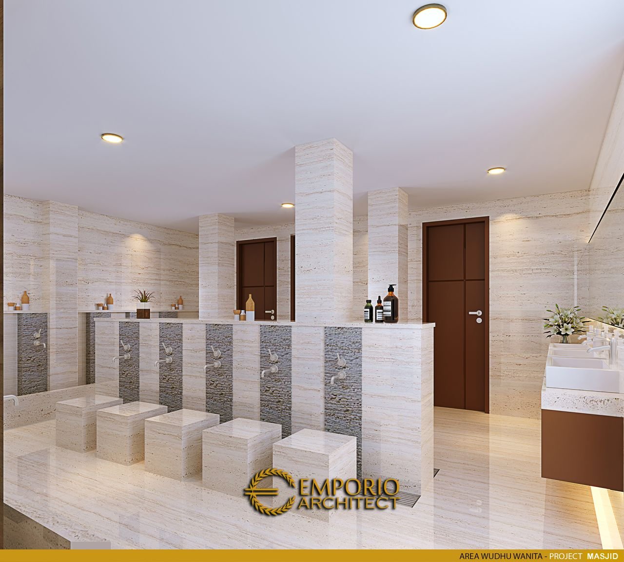 Desain Ruang Ibadah Interior Masjid Al Jihad Style Modern 3 Lantai di ...