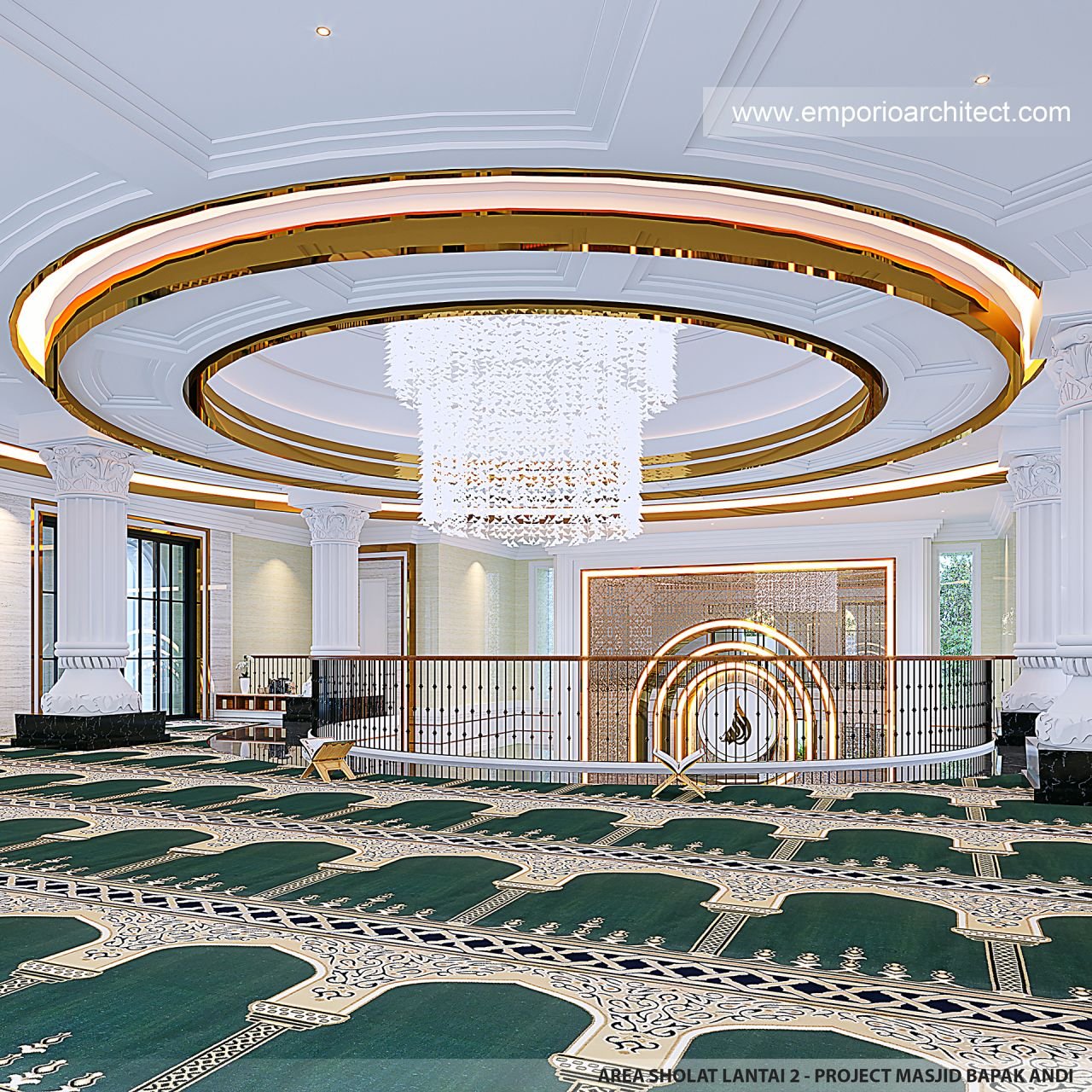 Desain Ruang Ibadah Interior Masjid Grand Marina Style Klasik 2 Lantai ...