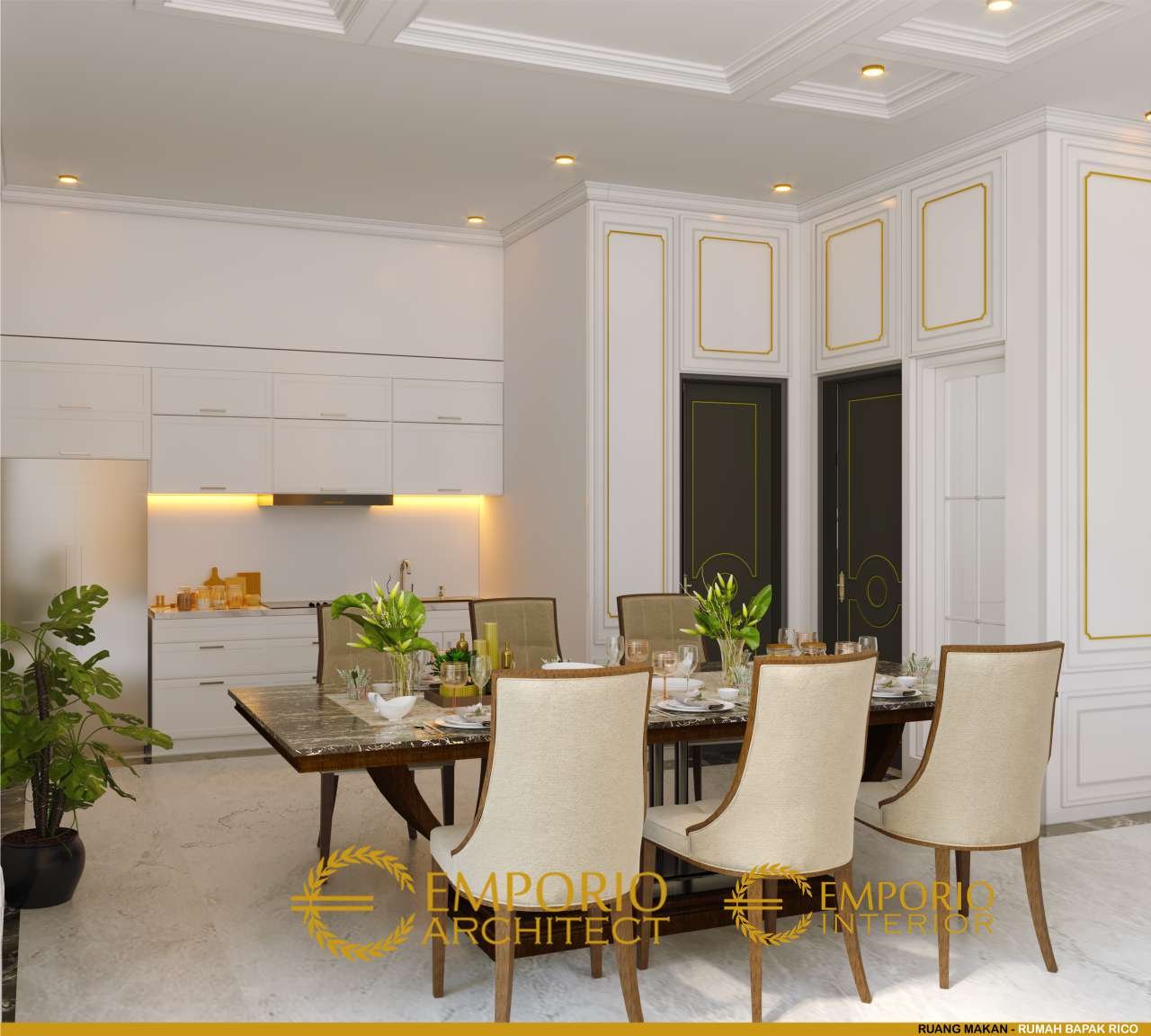 Desain Ruang Makan Interior Rumah Classic 2 Lantai Bapak Rico di ...