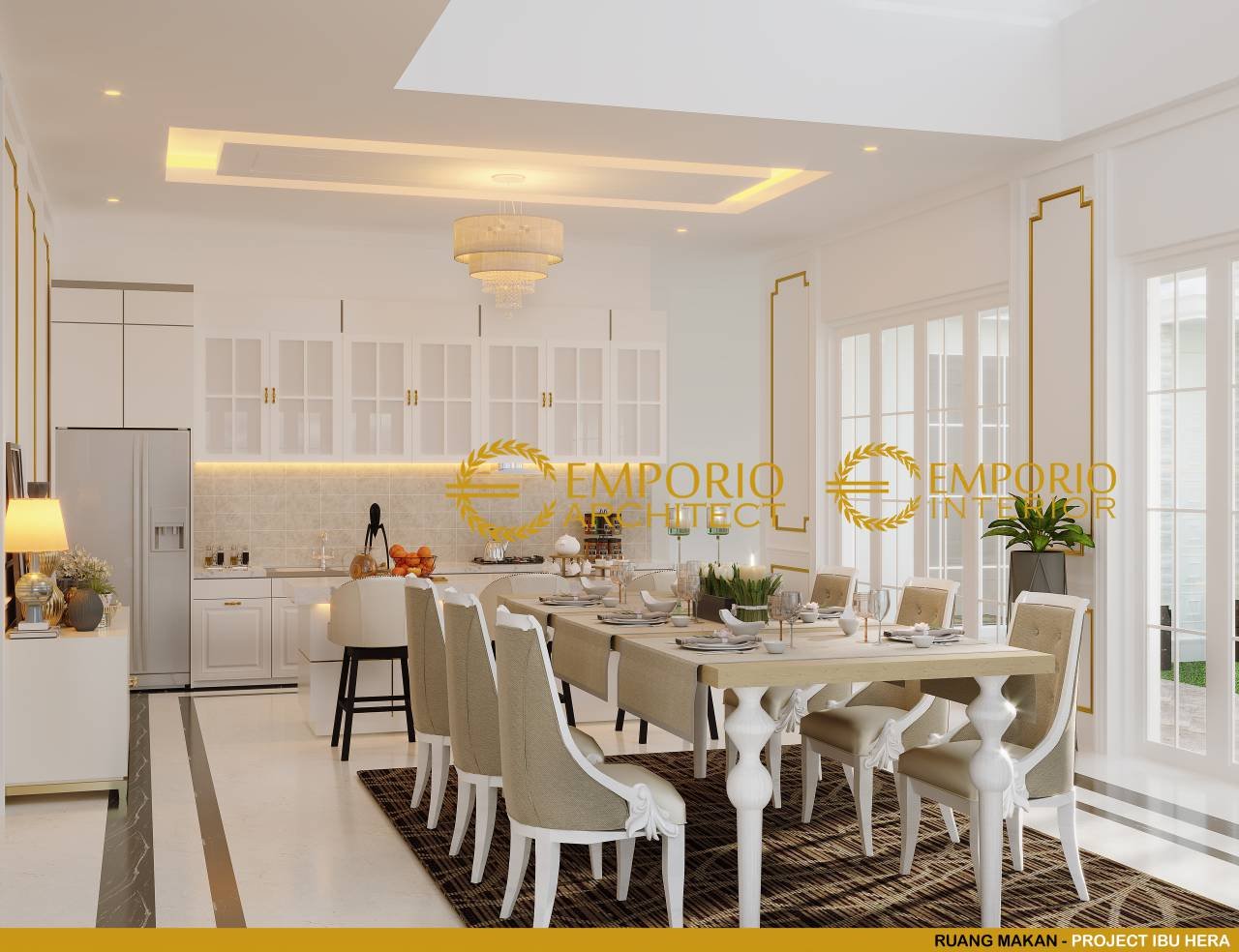 Desain Ruang Makan Interior Rumah Classic 2 Lantai Ibu Hera di Jakarta ...