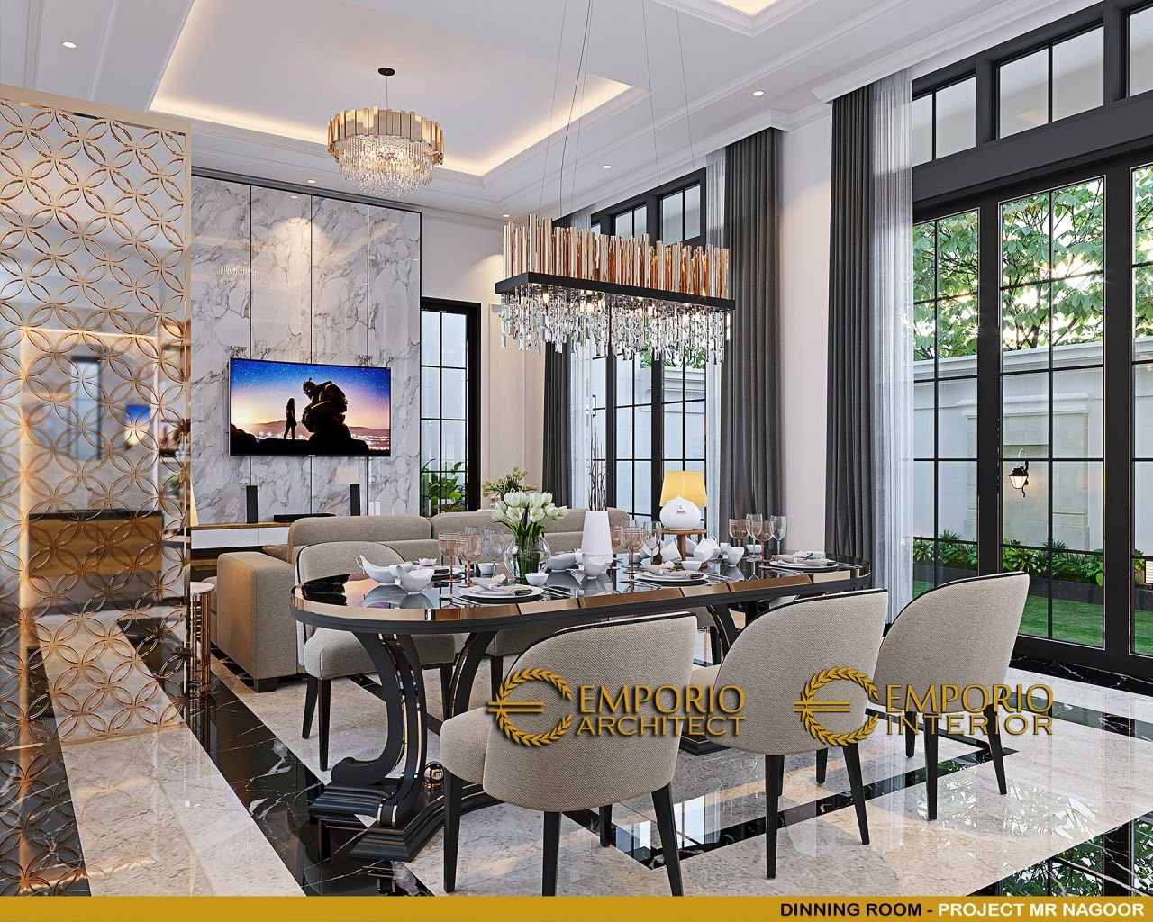 Desain Ruang Makan Interior Rumah Klasik 2.5 Lantai Mr. Nagoor Meran di ...