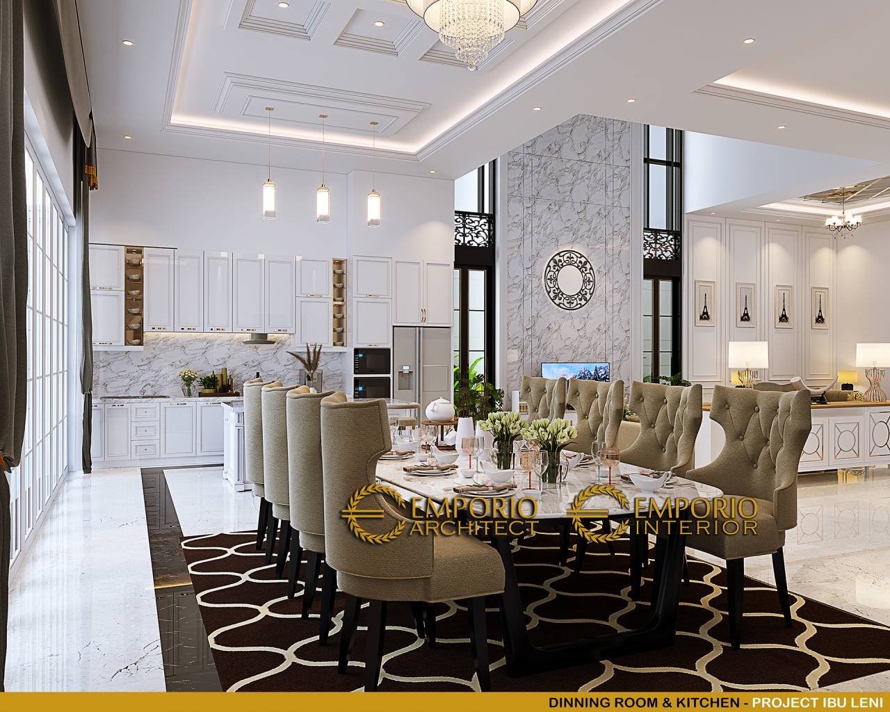 Desain Ruang Makan Interior Rumah Klasik 3.5 Lantai Ibu Leni di Jakarta ...