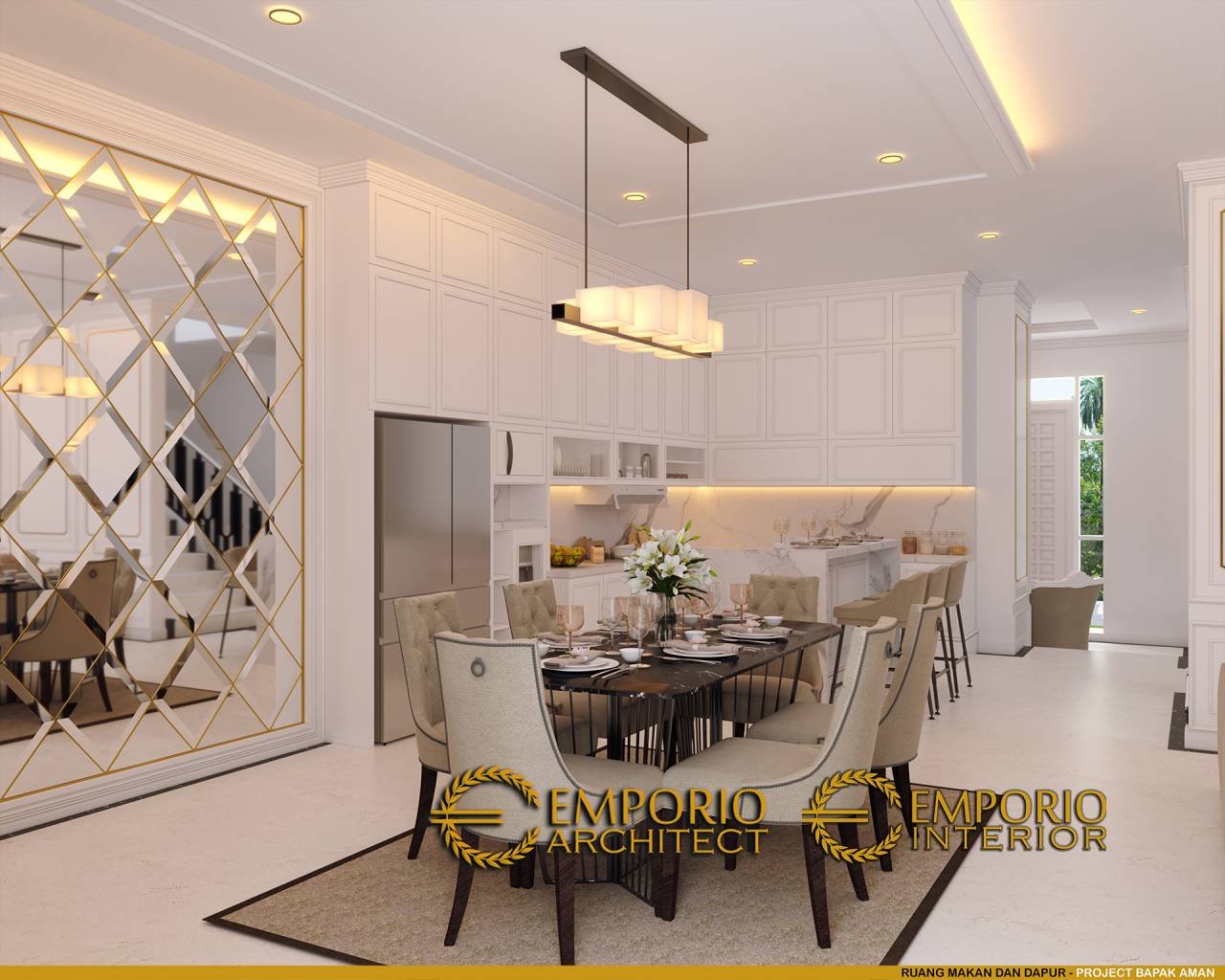 Desain Ruang Makan Interior Rumah Mediteran 3 Lantai Bapak Aman di ...