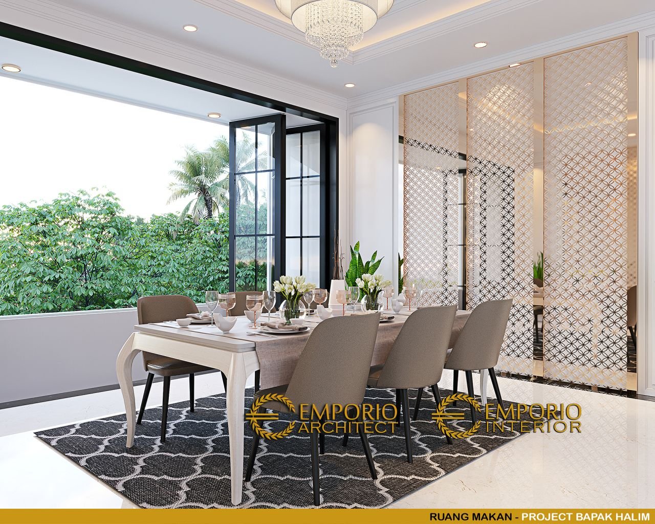 Desain Ruang Makan Interior Rumah Mediteran 3 Lantai Bapak Halim di ...