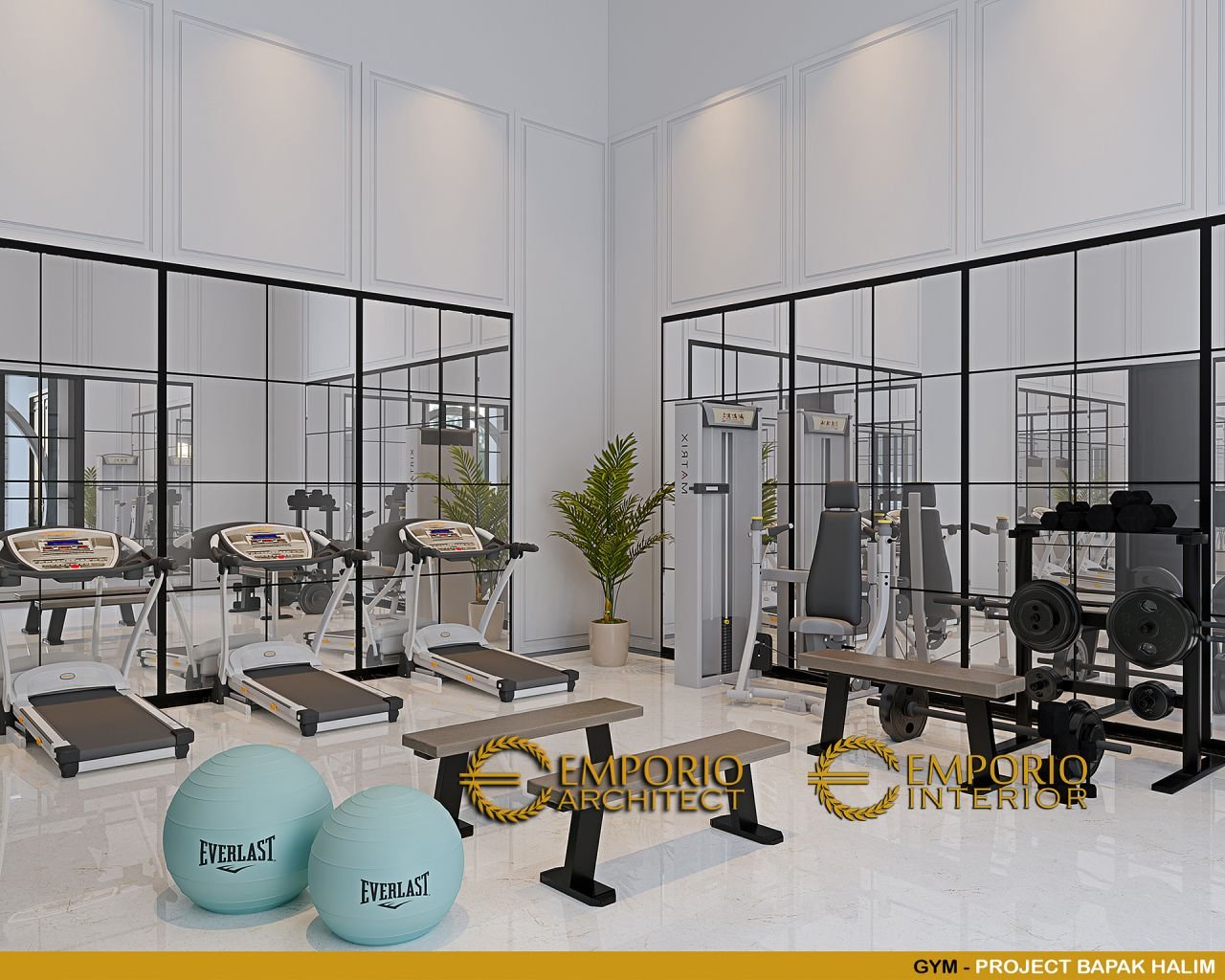 Desain Ruang Gym Interior Rumah Mediteran 3 Lantai Bapak Halim di ...