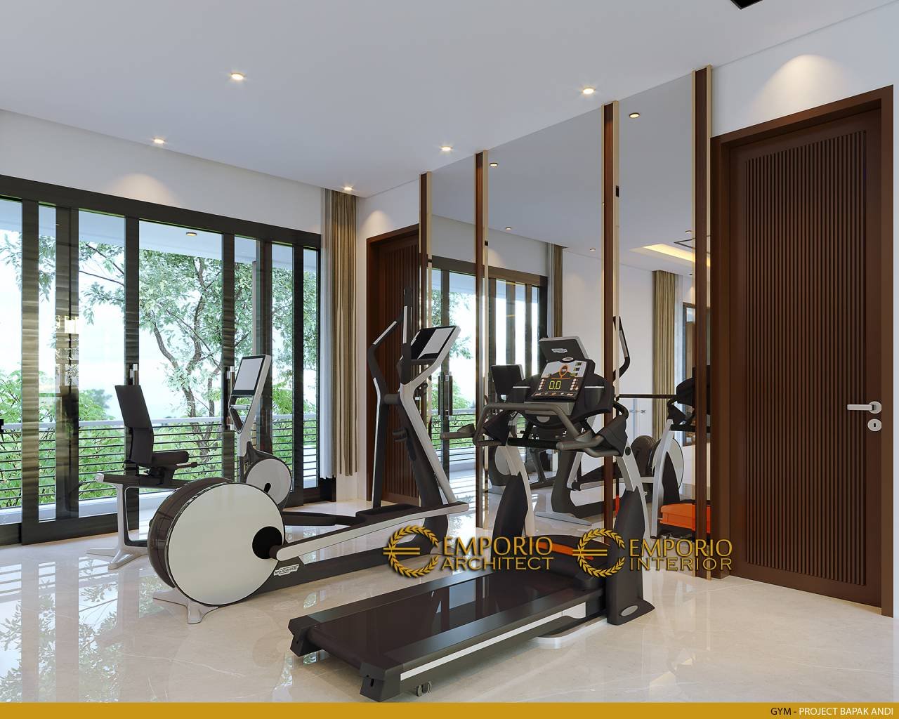 Desain Ruang Gym Interior Rumah Modern 2.5 Lantai Ibu Desi di Jakarta #4137