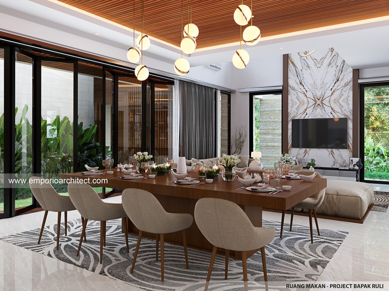 Desain Ruang Makan Interior Rumah Modern 2 Lantai Bapak Ruli di Jakarta ...