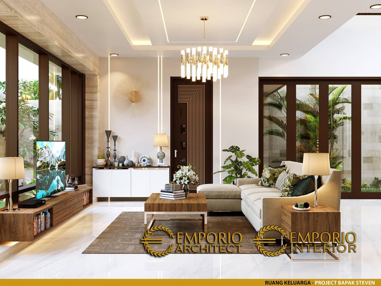 Desain Ruang Keluarga Interior Rumah Modern 2 Lantai Bapak Steven di ...