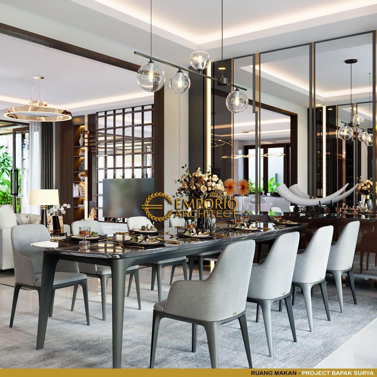 Desain Ruang Makan Interior Rumah Modern 2 Lantai Bapak Surya di ...