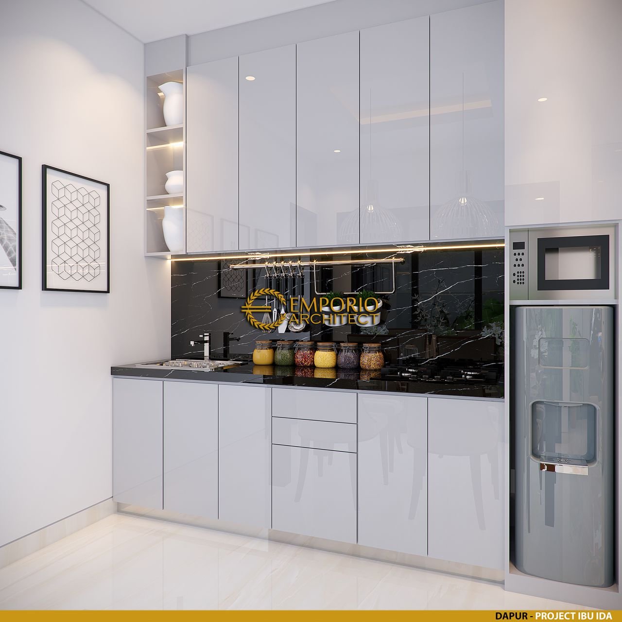 Desain Dapur Interior Rumah Modern 2 Lantai Ibu Ida di Jakarta #8928