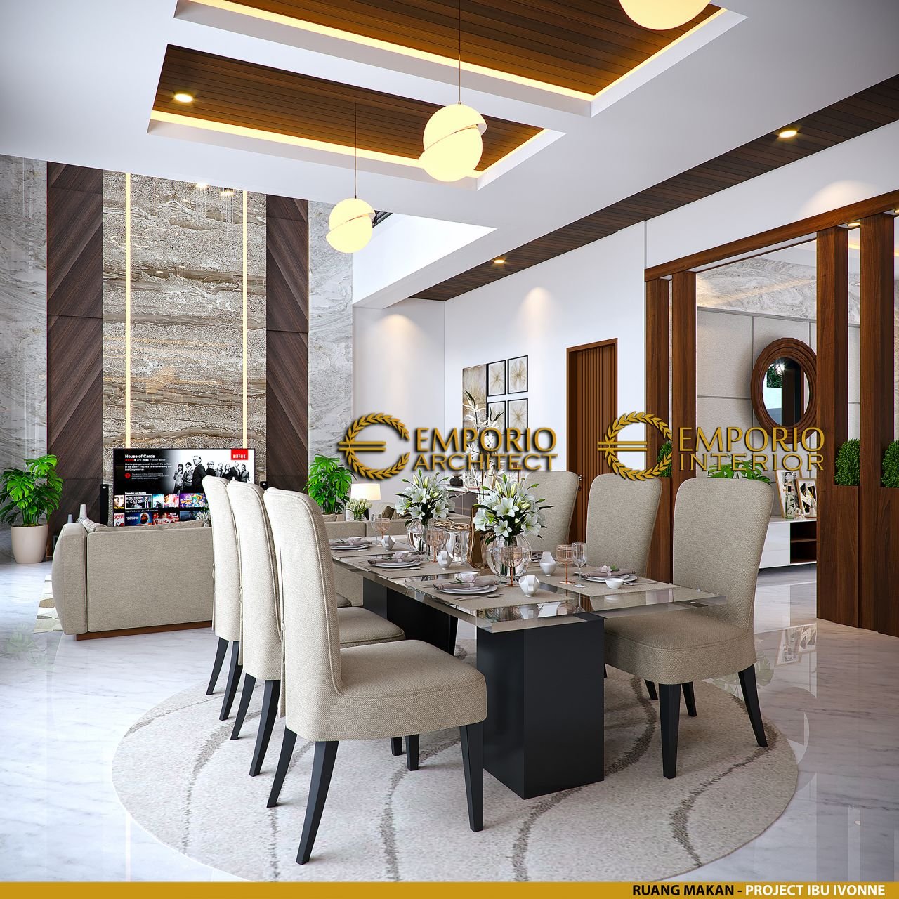 Desain Ruang Makan Interior Rumah Modern 2 Lantai Ibu Ivonne di ...