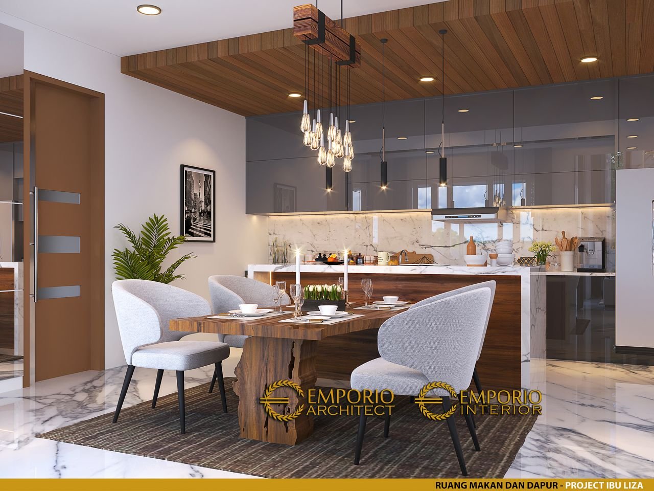 Desain Ruang Makan Interior Rumah Modern 2 Lantai Ibu Liza di Batam #4826