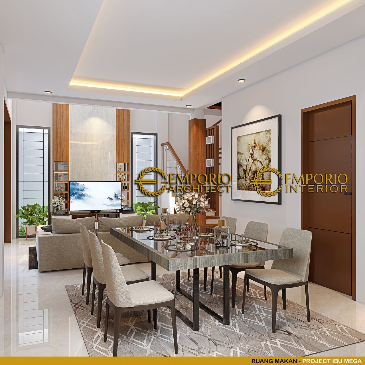 Desain Ruang Makan Interior Rumah Modern 2 Lantai Ibu Mega di Palembang ...