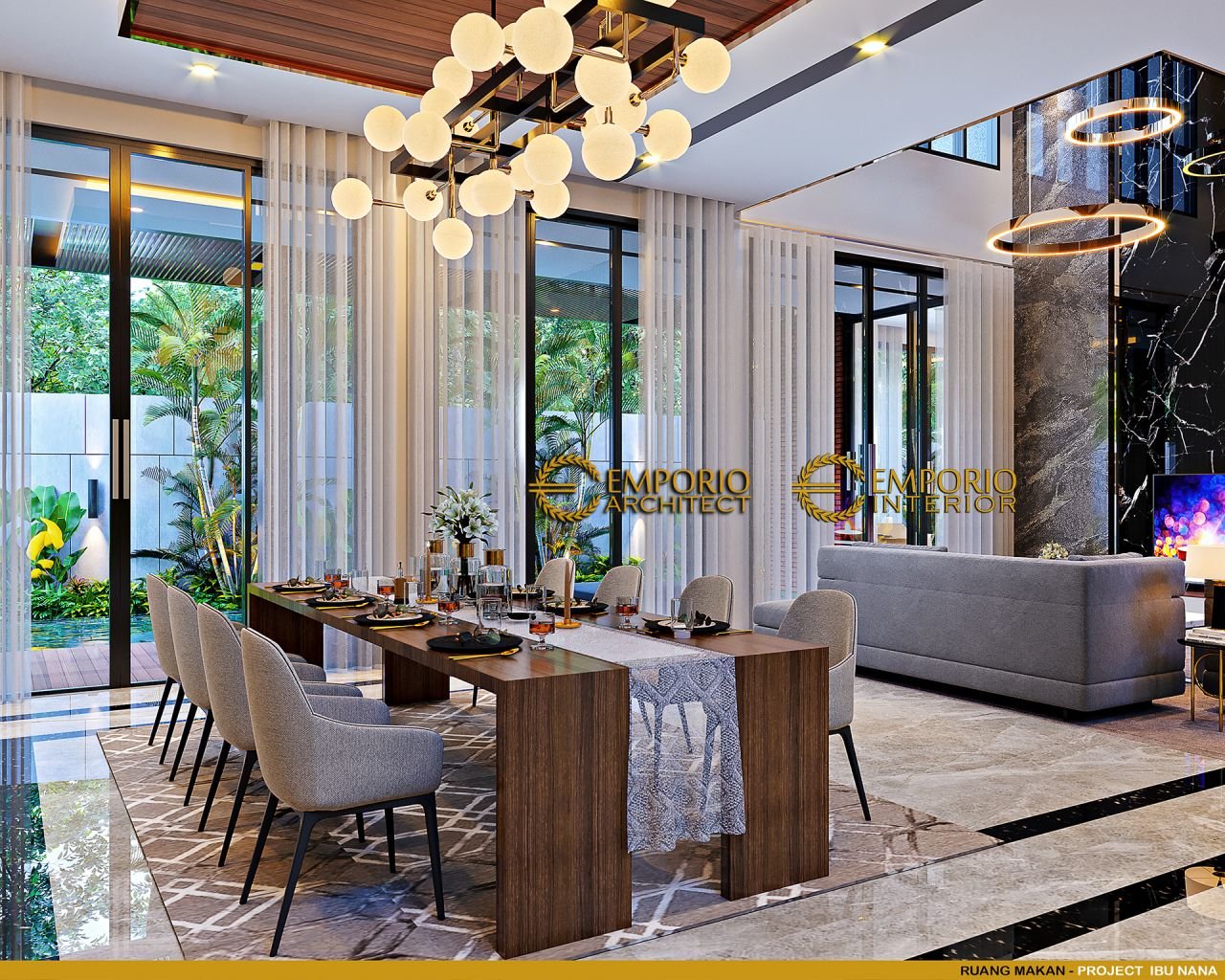 Desain Ruang Makan Interior Rumah Modern 2 Lantai Ibu Nana di Depok ...