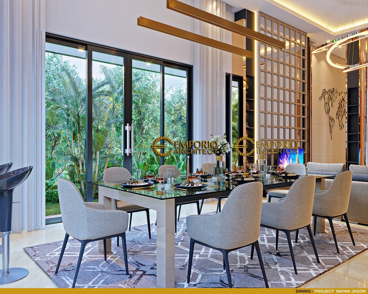 Desain Ruang Makan Interior Rumah Modern 2 Lantai Ibu Indah di BSD ...