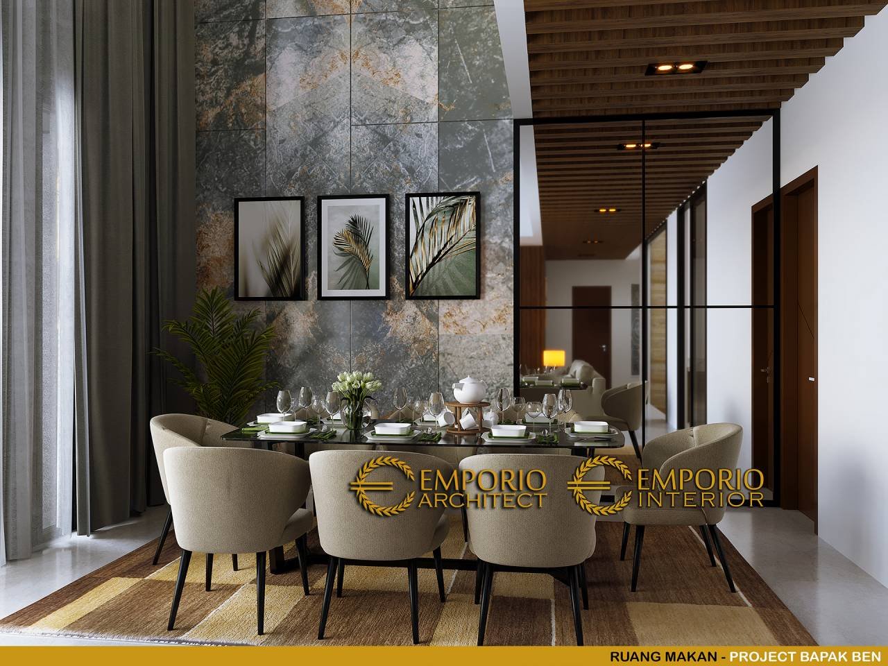 Desain Ruang Makan Interior Rumah Modern 3 Lantai Bapak Ben di Jakarta ...