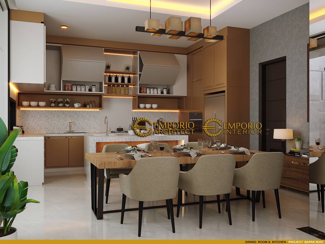 Desain Ruang Makan Interior Rumah Modern 3 Lantai Bapak Budi di Jakarta ...