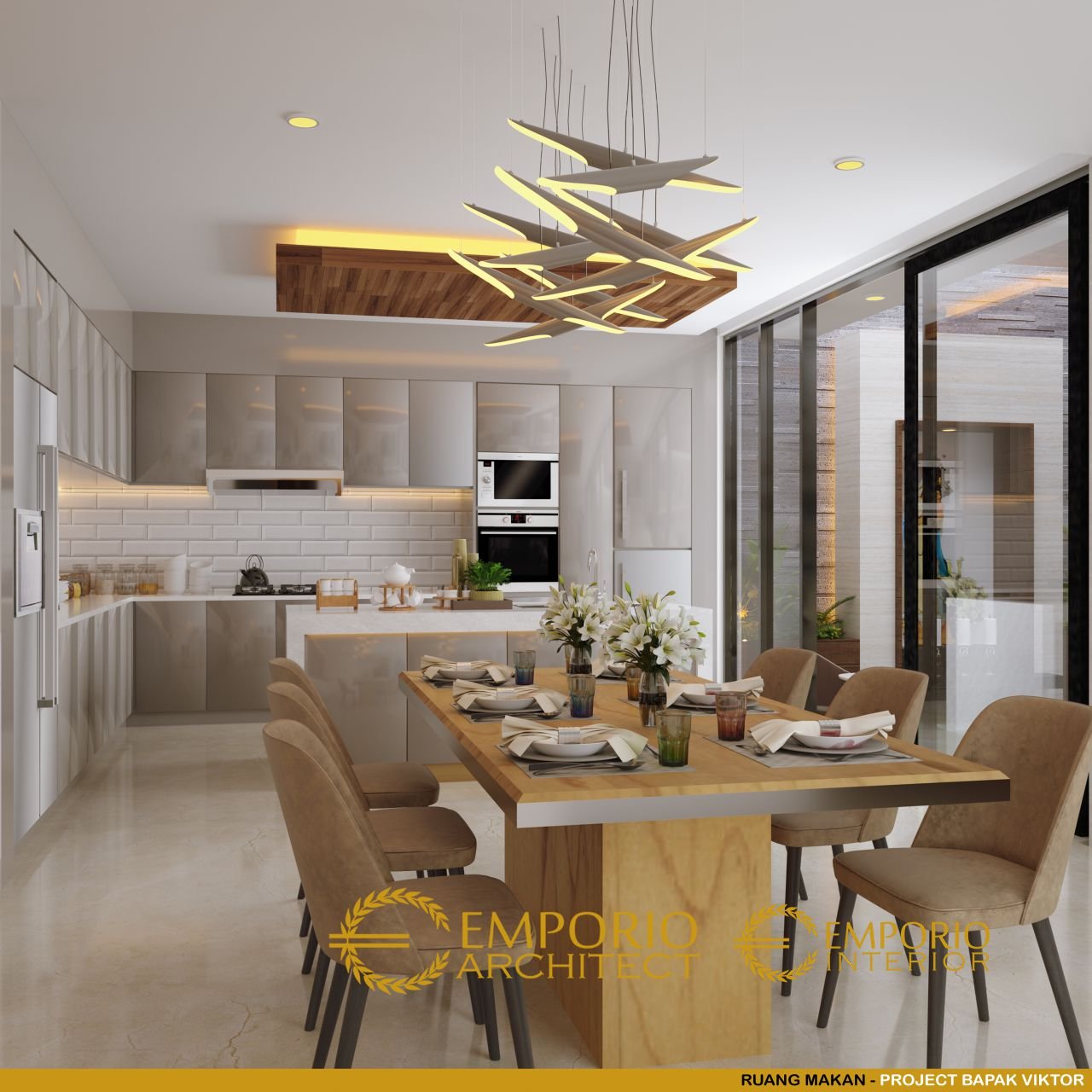 Desain Ruang Makan Interior Rumah Modern 3 Lantai Bapak Victor di ...