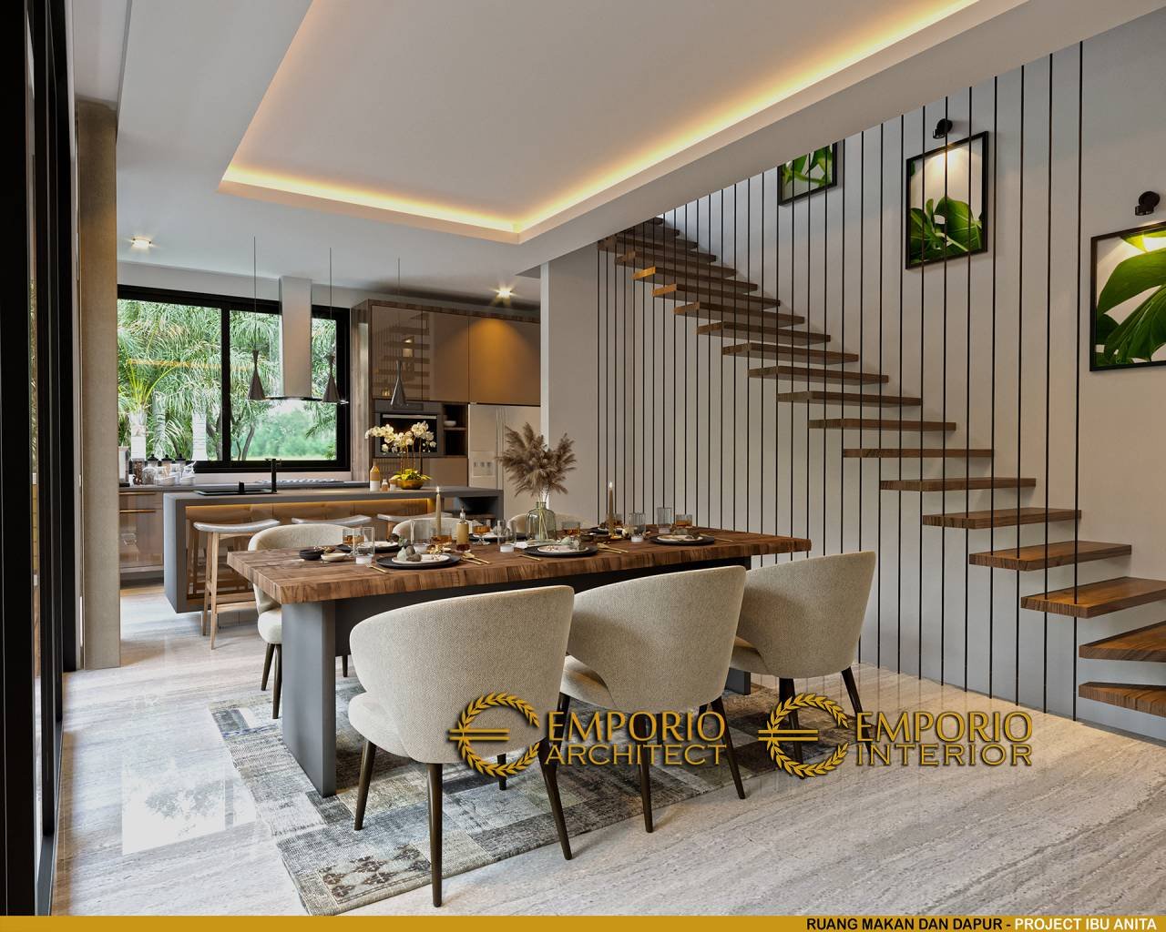 Desain Ruang Makan Interior Rumah Modern 3 Lantai Ibu Anita di Jakarta ...