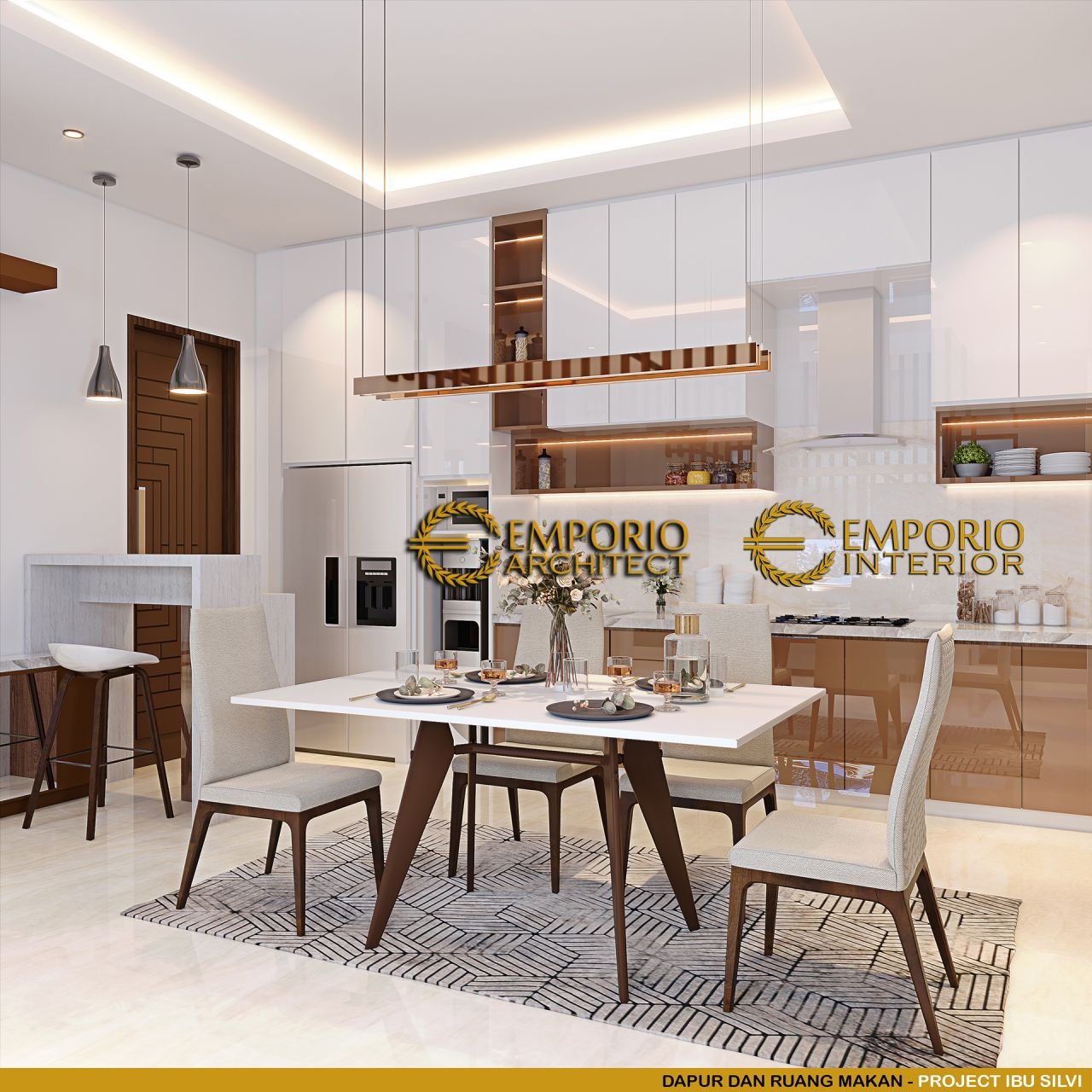 Desain Ruang Makan Interior Rumah Modern 3 Lantai Ibu Silvi II di ...