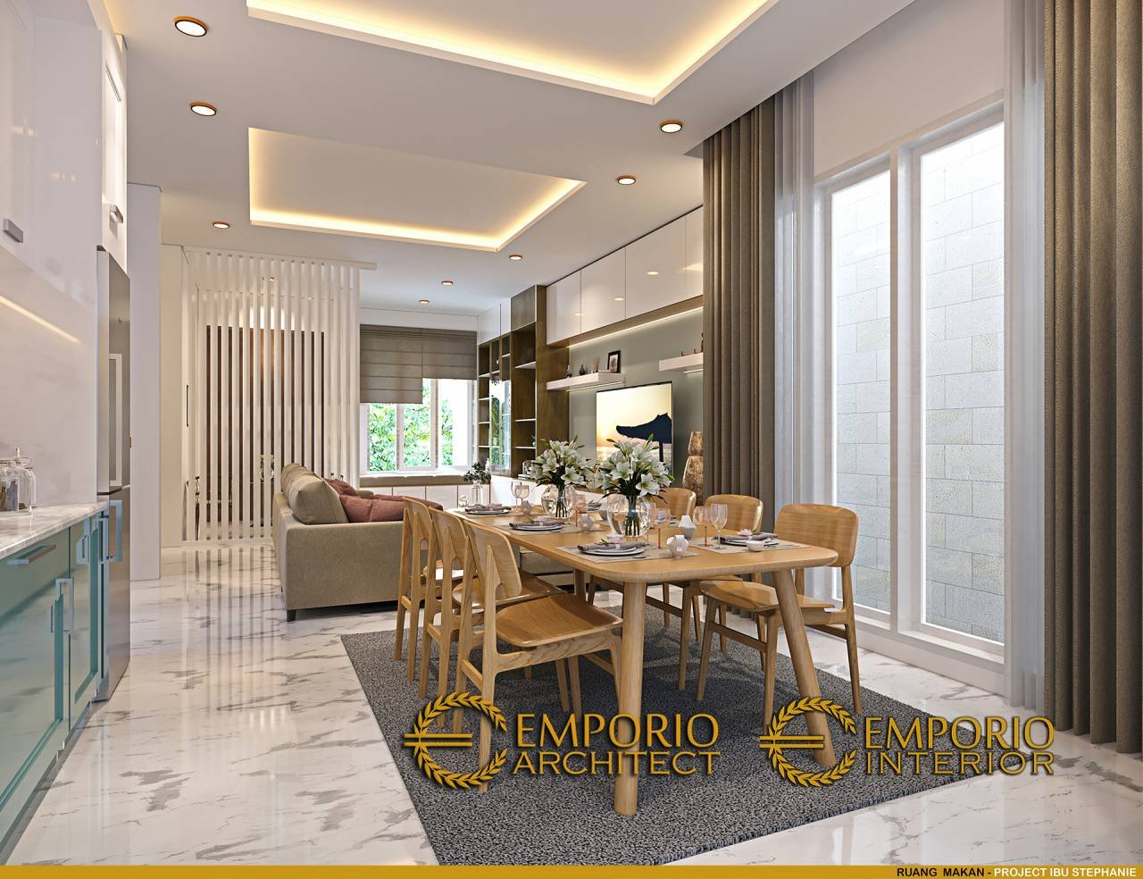 Desain Ruang Makan Interior Rumah Modern 3 Lantai Ibu Stephanie di ...