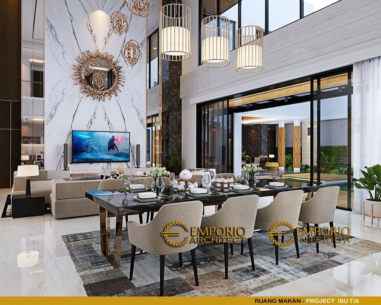 Desain Ruang Makan Interior Rumah Modern 3 Lantai Ibu Tia di BSD ...