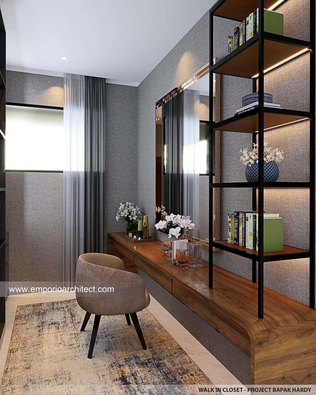Desain Walk In Closet Interior Rumah Modern 3.5 Lantai Bapak HDY di Jakarta #15003